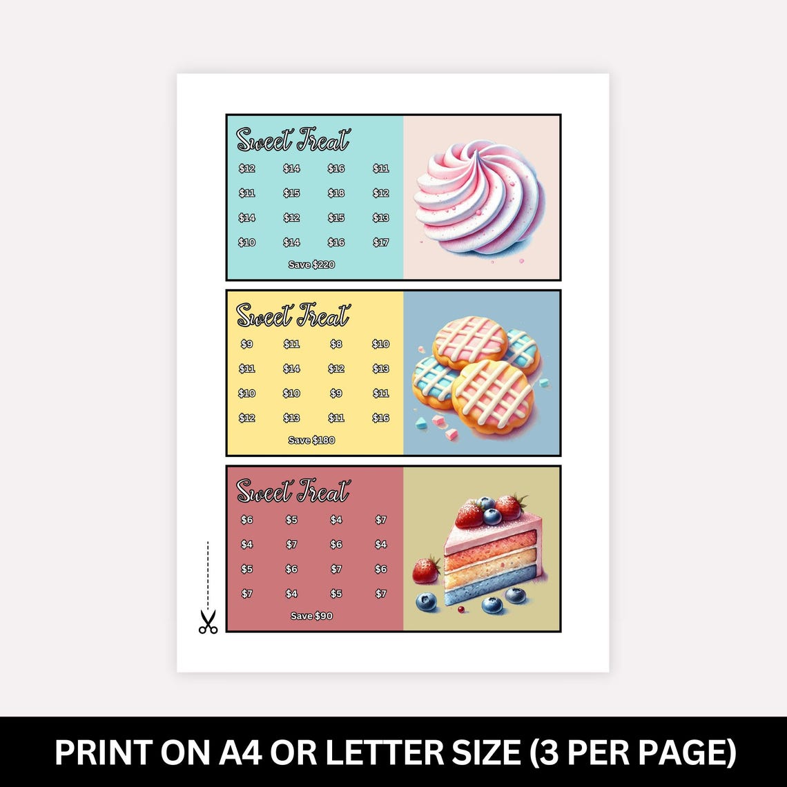 Sweet Treat Savings Challenge Printable Bundle, Cute Dessert Saving ...