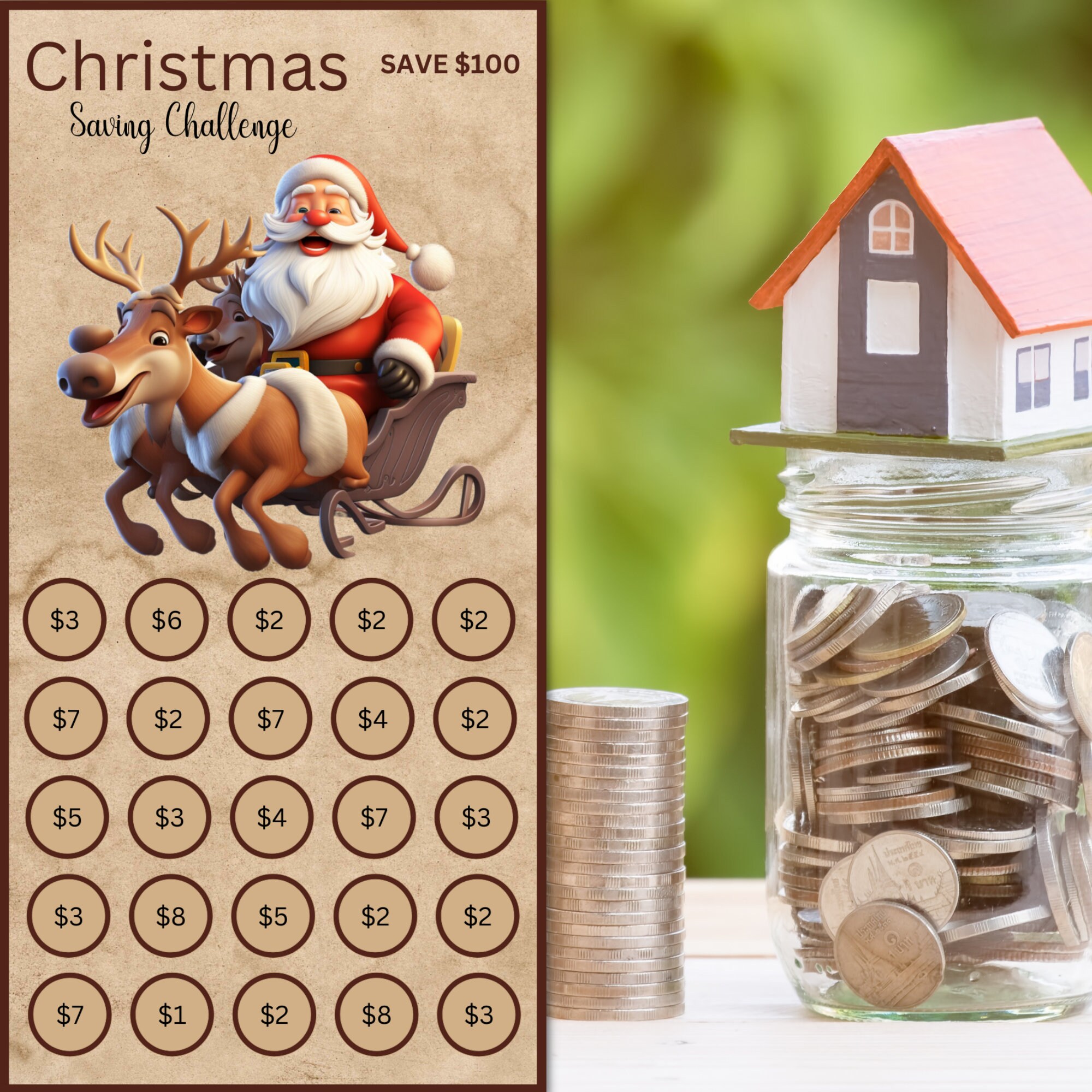 Mini Christmas Saving Challenge Printable, A6 Size Christmas Savings ...