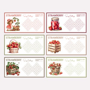 Strawberry Savings Challenge Printable Bundle, Mini A6 Strawberry ...