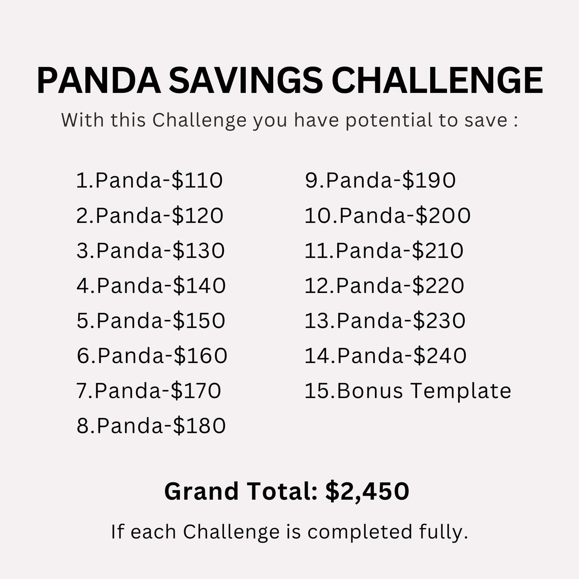 Buy Mini Panda Savings Challenge Printable, Panda Saving Challenges ...