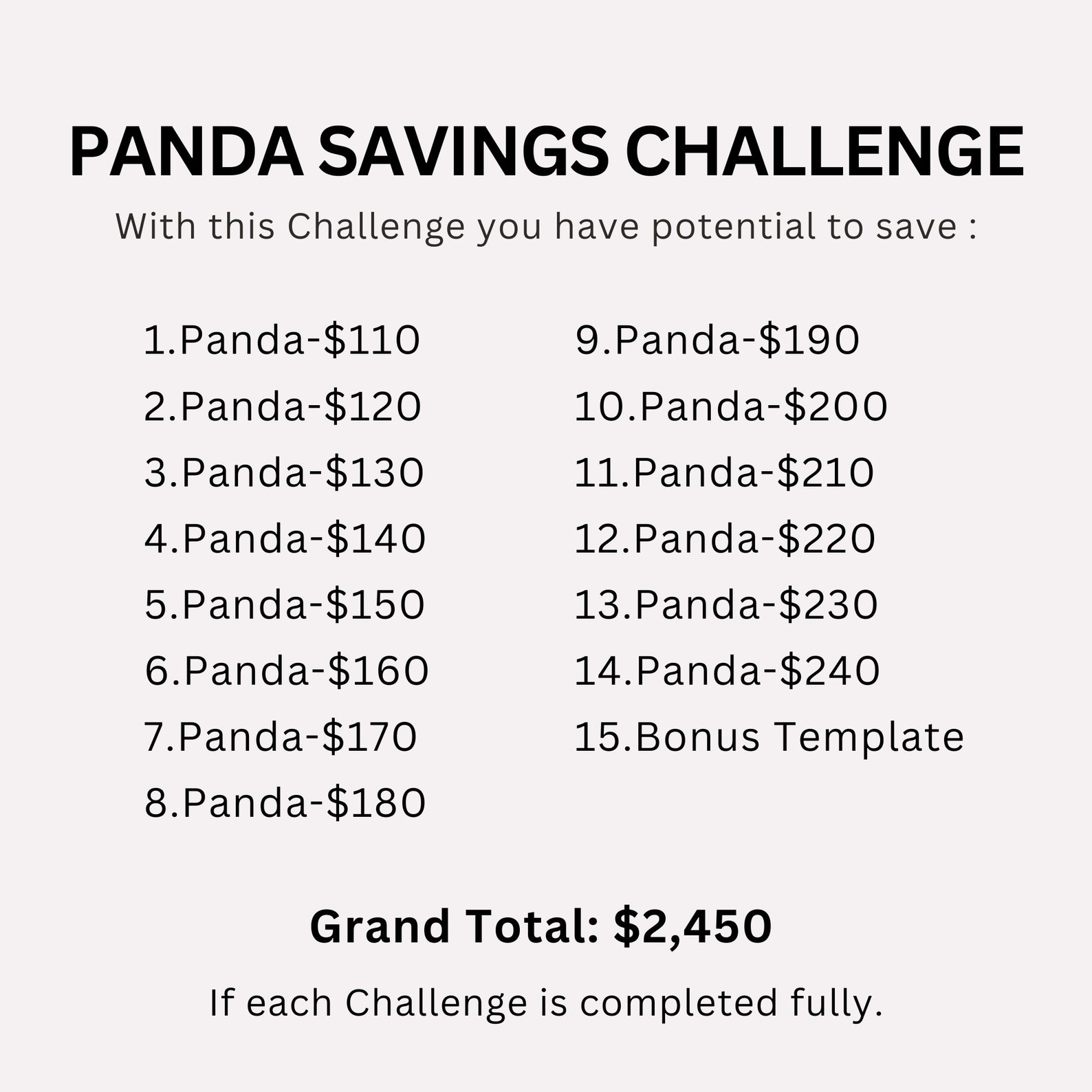 Mini Panda Savings Challenge Printable, Panda Saving Challenges Tracker ...