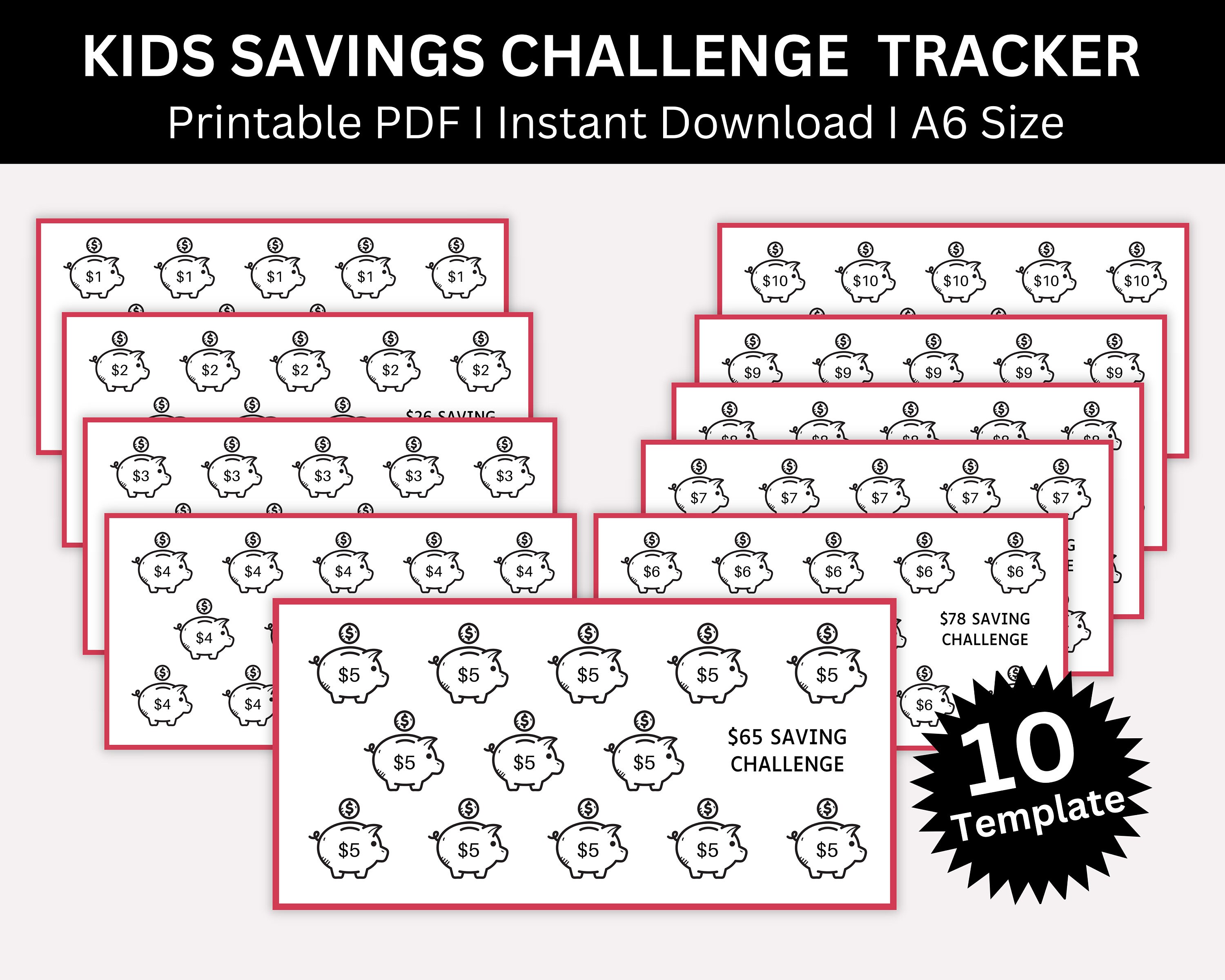 Kids Savings Challenge Tracker Printable A6 Kids Mini Saving - Etsy