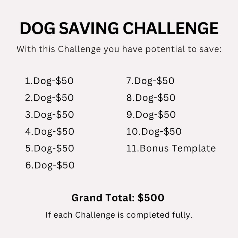 Puppy Themed Savings Challenge Printable, Mini A6 Dog Saving Challenges ...