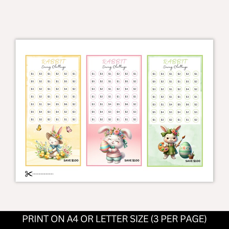 Rabbit Savings Challenge Printable, Bunny Mini Saving Challenges, A6 ...