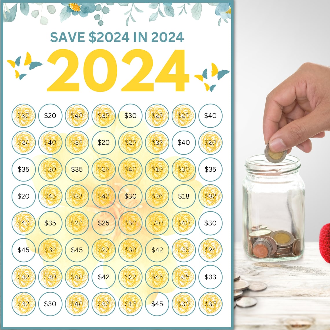 Buy 2024 Saving Challenge Printable, Save 2024 in 2024, 2024 Money Saving Tracker , 2024 A4 Size ...