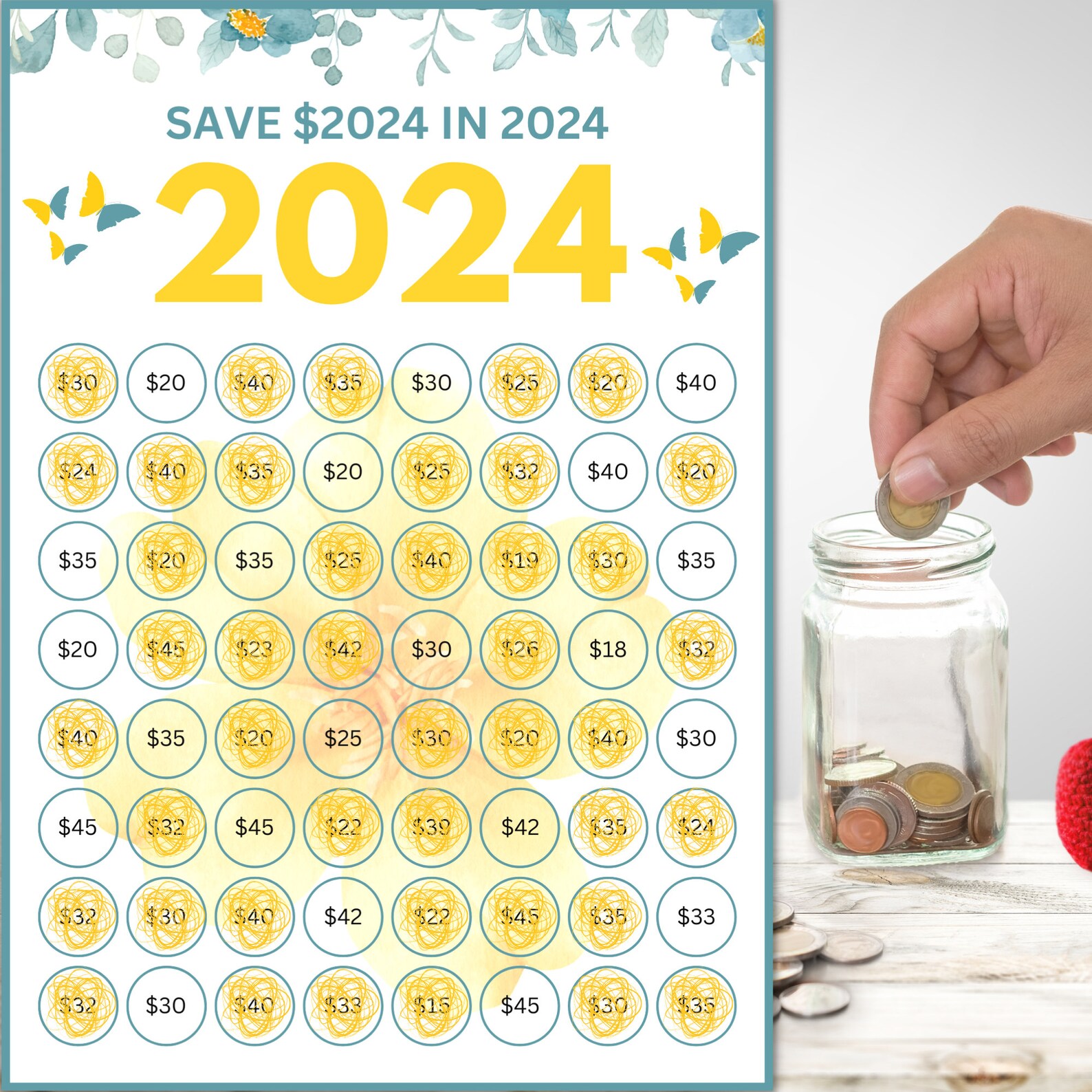 Buy 2024 Saving Challenge Printable, Save 2024 in 2024, 2024 Money Saving Tracker , 2024 A4 Size ...