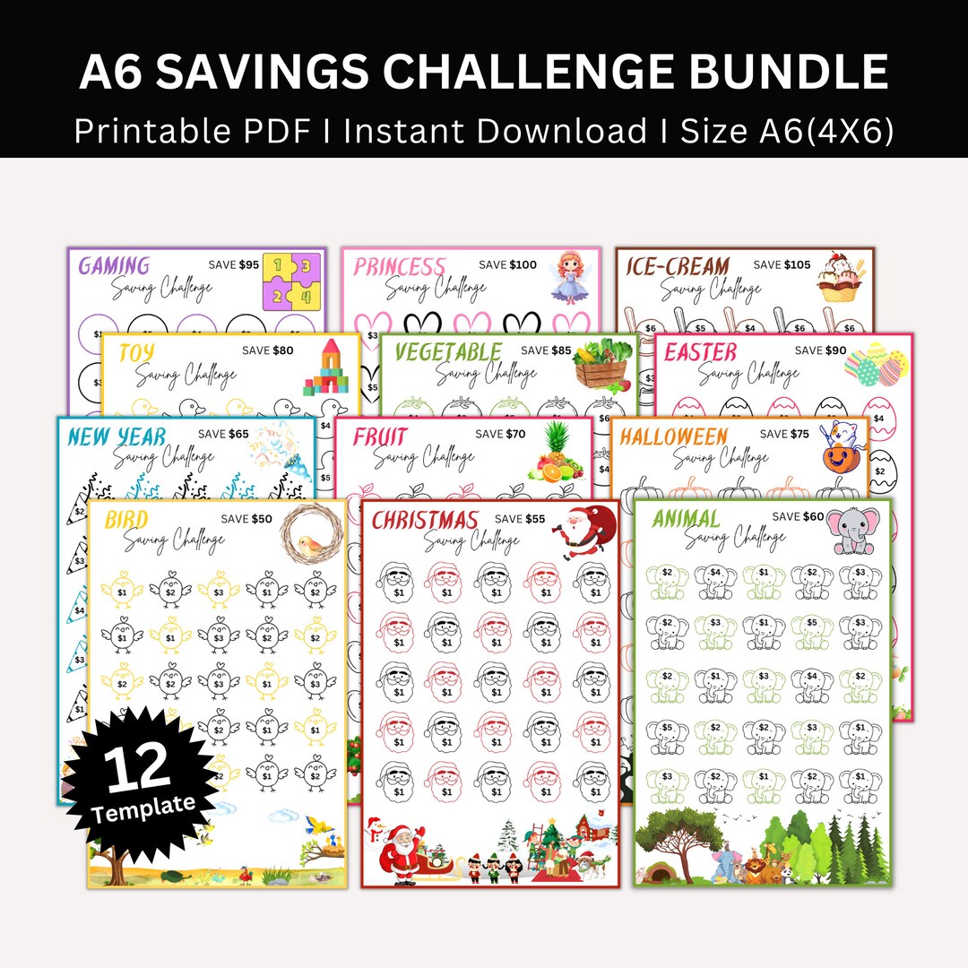 Savings Challenge Printable, Color Mini A6 Saving Challenge, Money ...