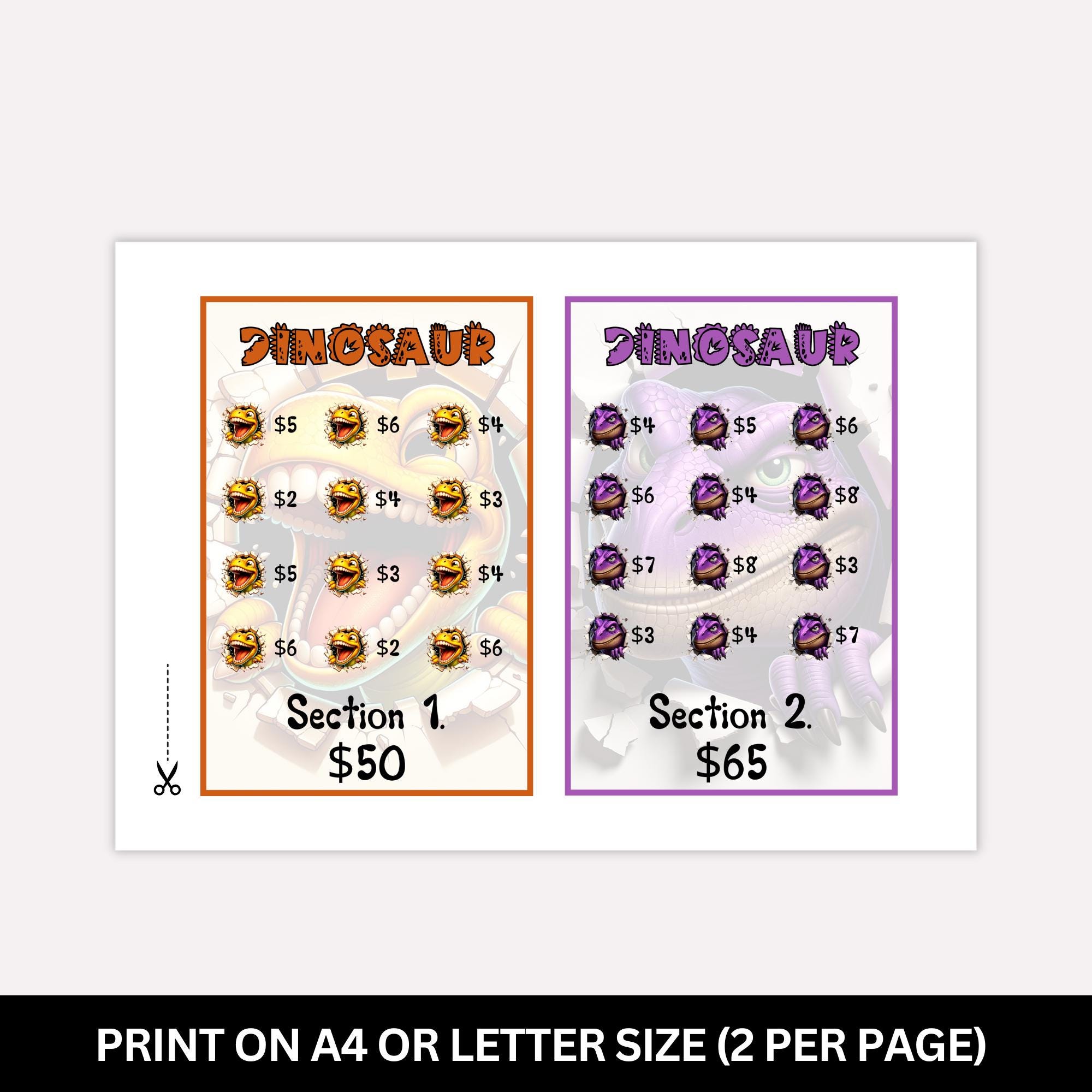 Dinosaur Savings Challenge Printable Bundle, Mini A6 Dino Saving ...