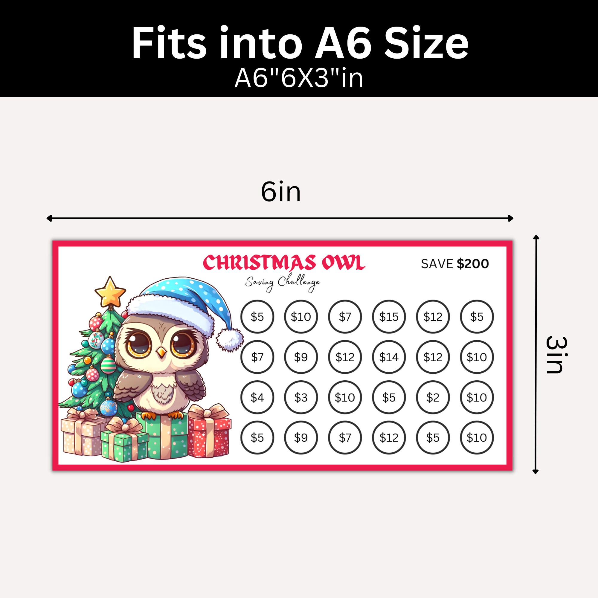 Owl Savings Challenge Printable, A6 Mini Owl Saving Challenge, Money ...