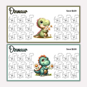 Mini A6 Dinosaur Savings Challenge Printable, Baby Dino Saving ...