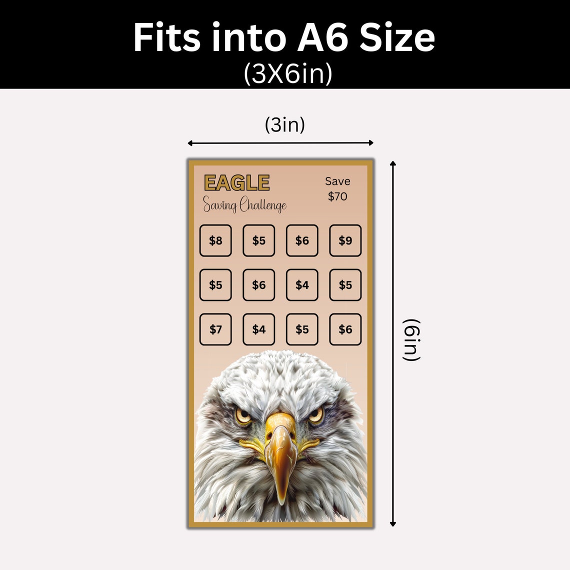Eagle Savings Challenge Printable, Mini A6 Eagles Saving Challenge, A6 ...