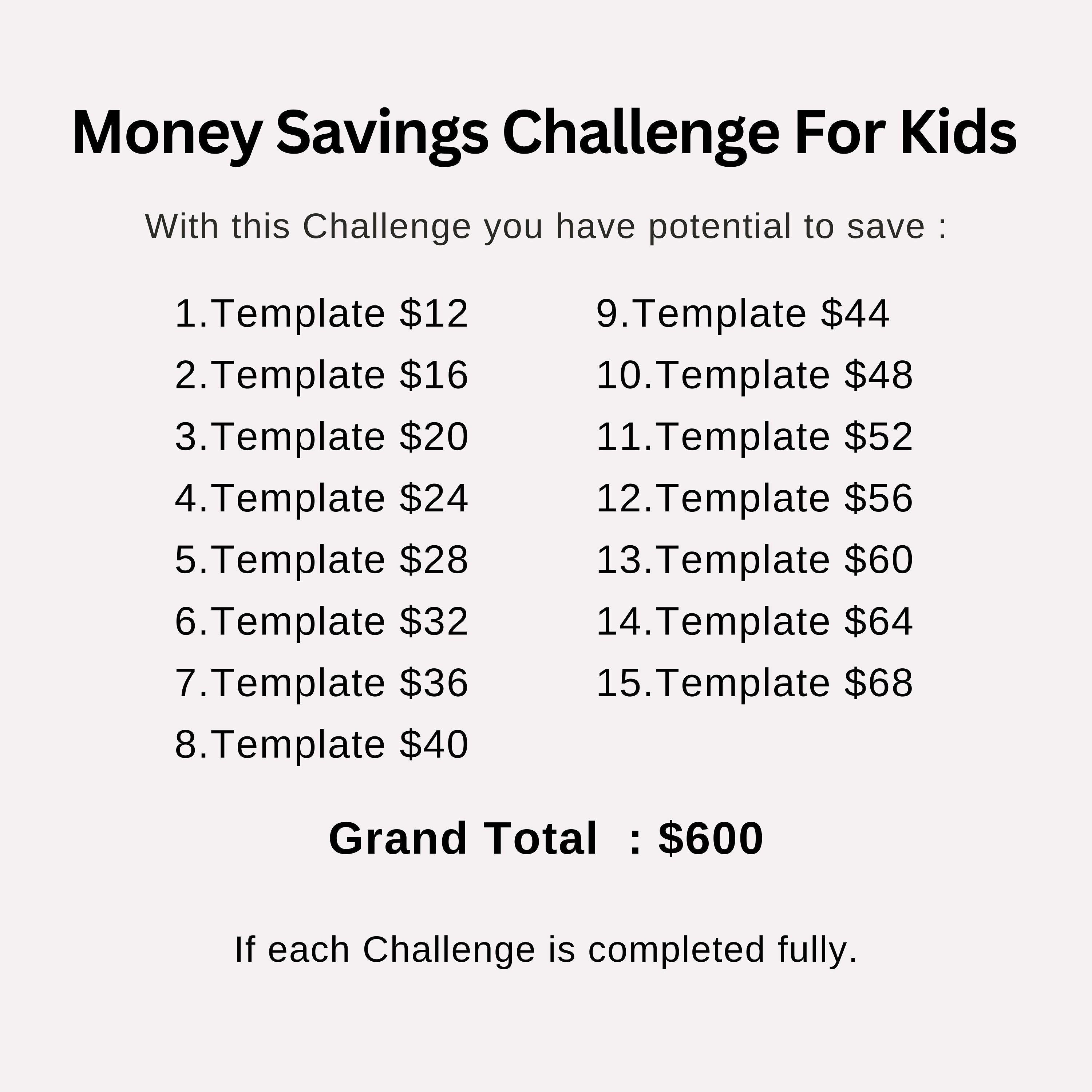 Kids Money Savings Challenge Printable, A6 Kids Mini Saving Challenges ...