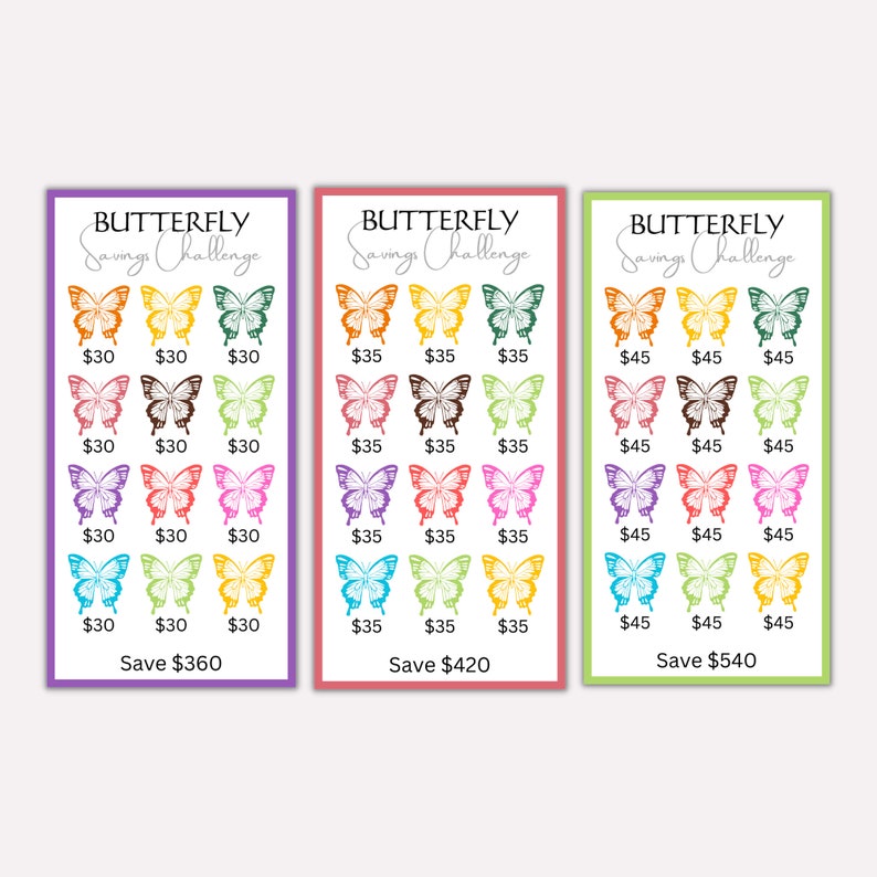 Butterfly Savings Challenge Printable, A6 Mini Butterfly Saving ...