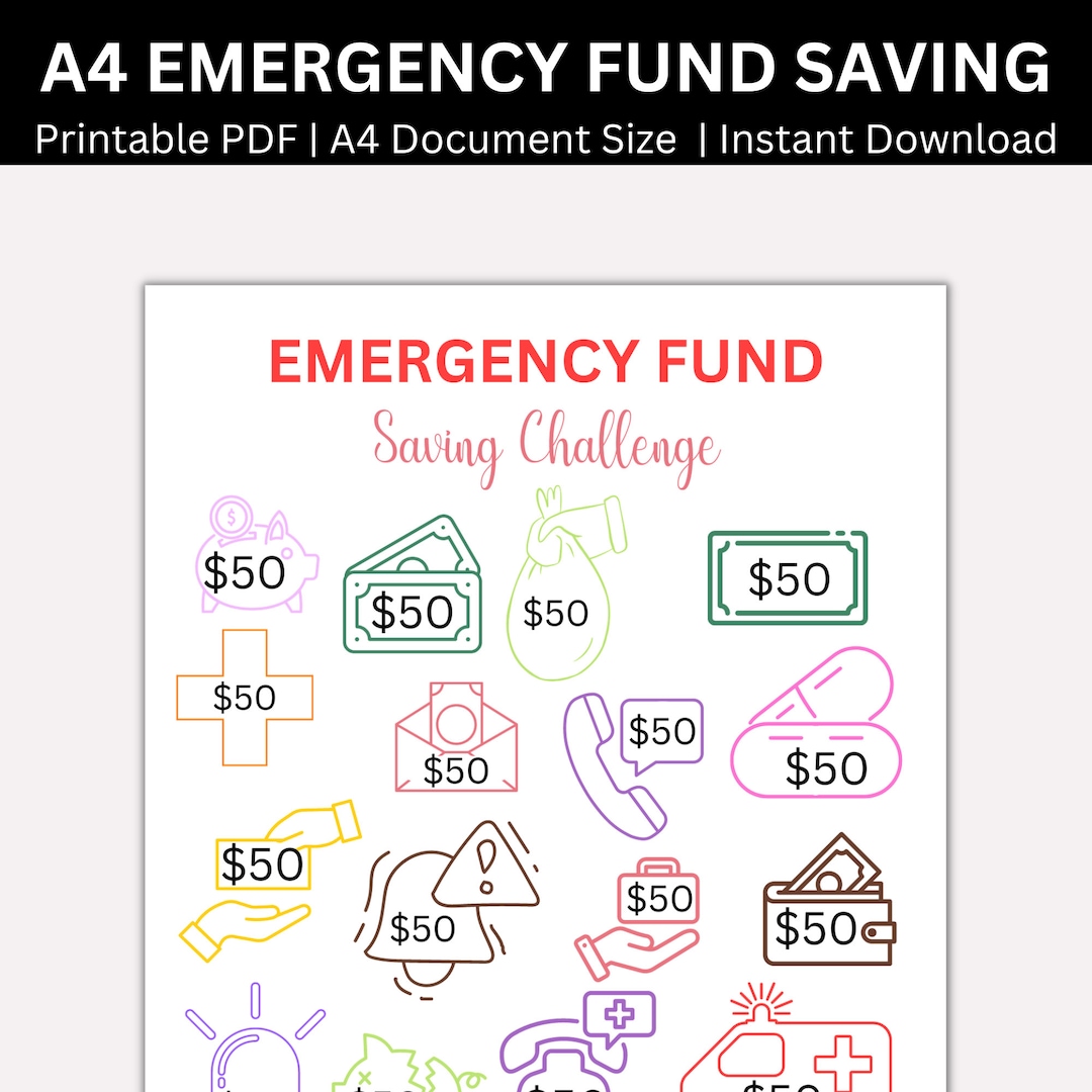 Emergency Fund Savings Challenge Printable, Emergency Saving Challenges ...