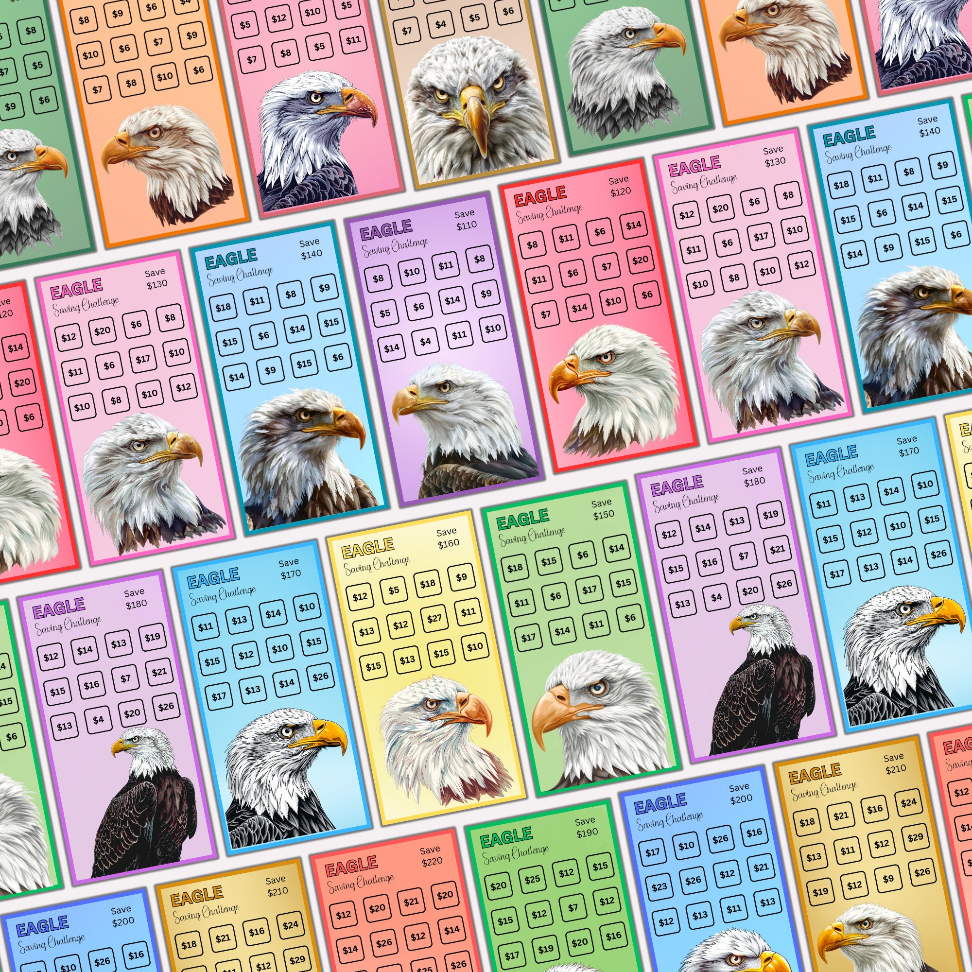 Eagle Savings Challenge Printable, Mini A6 Eagles Saving Challenge, A6 ...