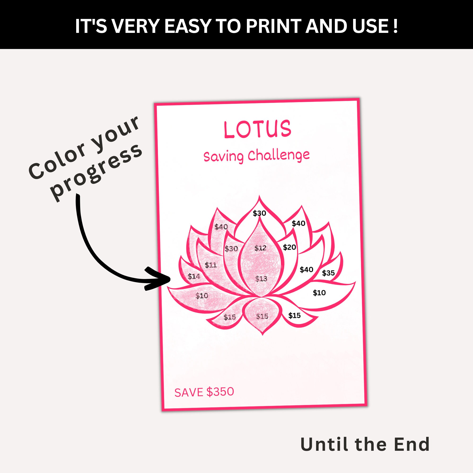 Floral Coloring Savings Challenge Printable, Flower A6 Mini Saving ...