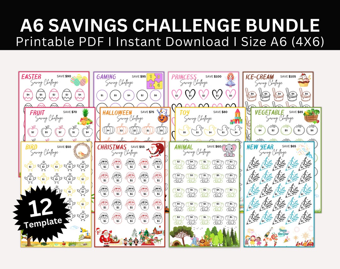 Savings Challenge Printable, Color Mini A6 Saving Challenge, Money ...