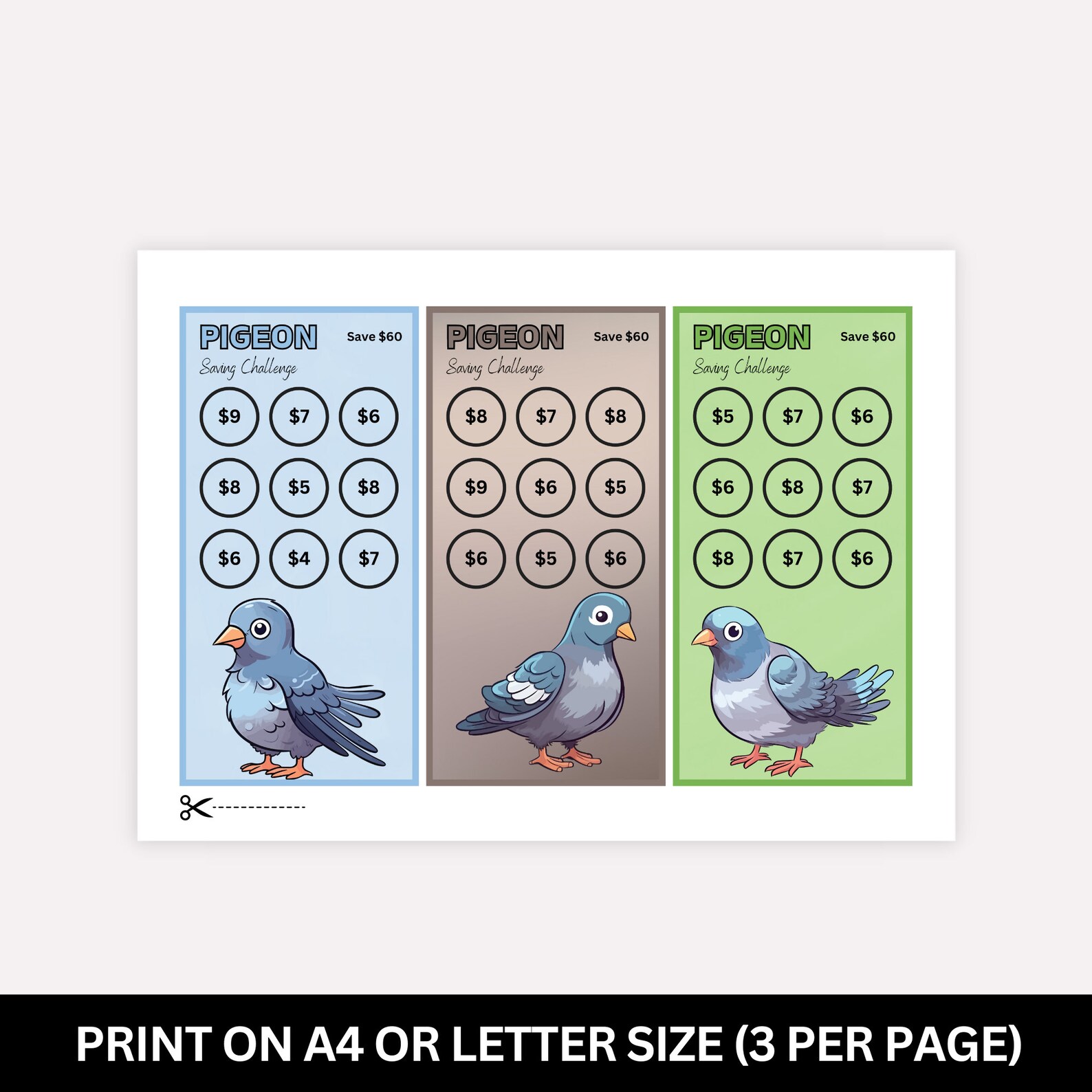 Pigeon Savings Challenge Printable, Mini A6 Pigeon Saving Challenge, A6 ...