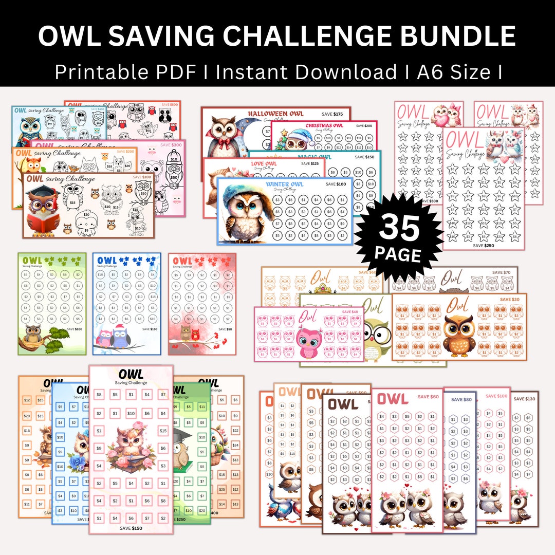 Ultimate Mega Owl Mini Savings Challenge Printable Bundle, Owl Money ...