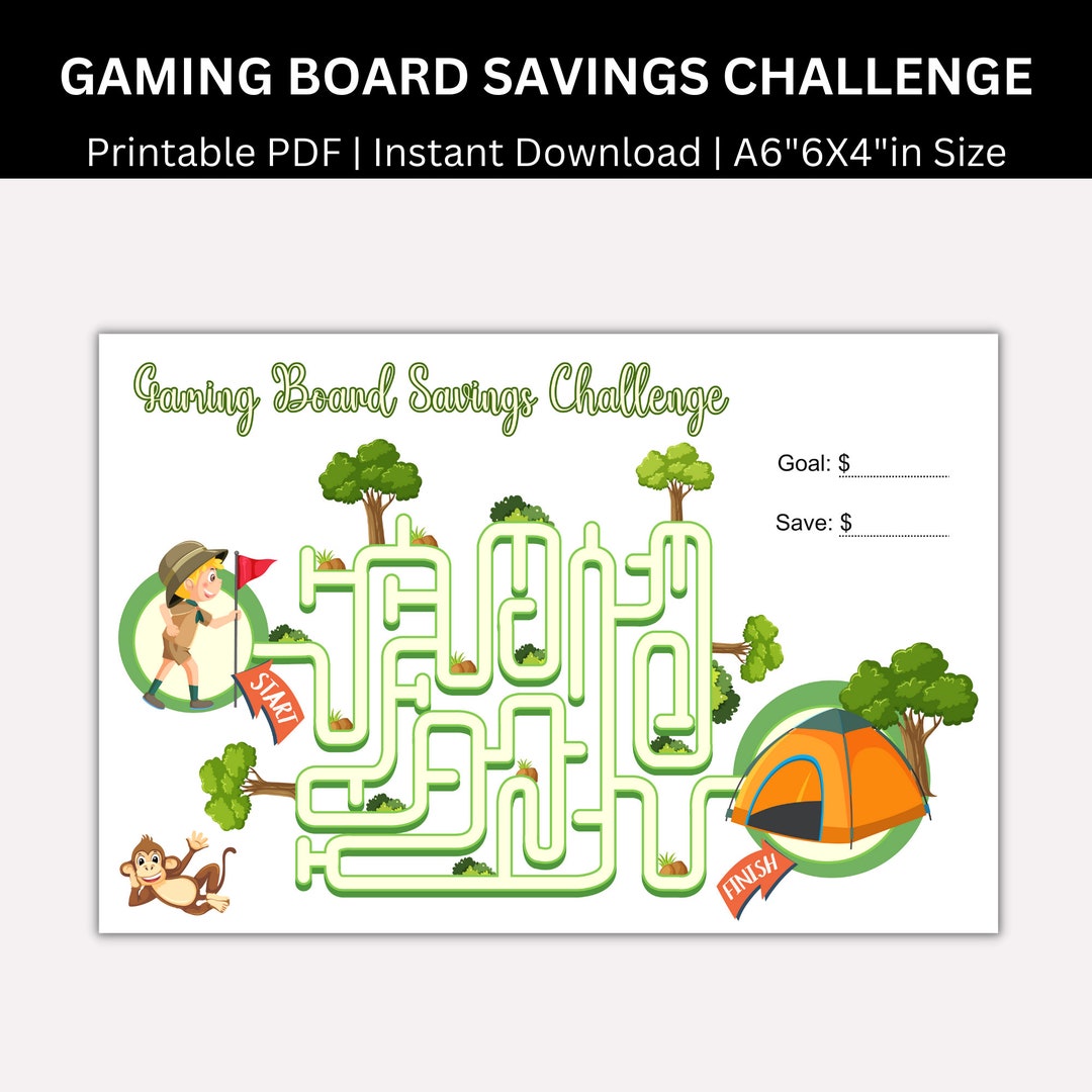Gaming Board Savings Challenge Printable, A6 Mini Saving Challenges ...