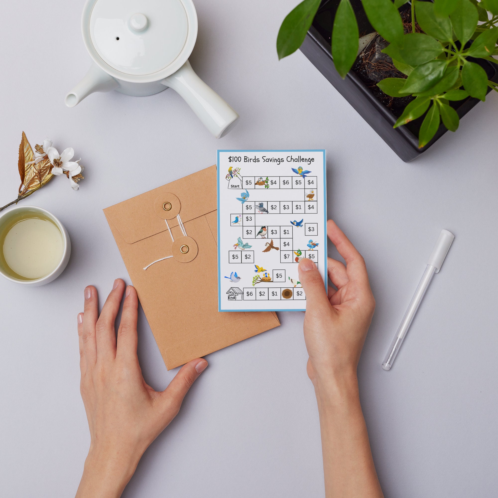 Birds Savings Challenge Printable Bundle, Mini A6 Low Income Bird ...