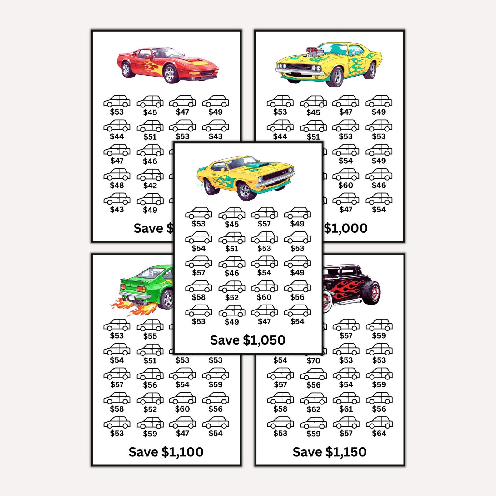Car Savings Challenge Printable, A6 PDF Bundle, Save 13,750, Car Fund ...