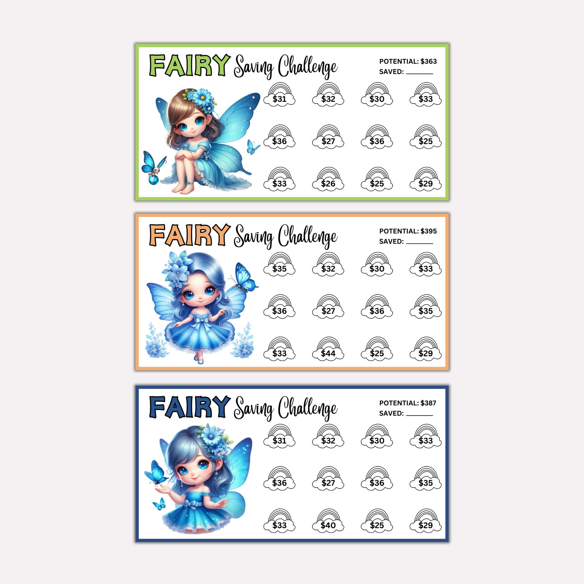 Fairy Savings Challenge Printable, Mini A6 Fairy Saving Challenge, Cash ...