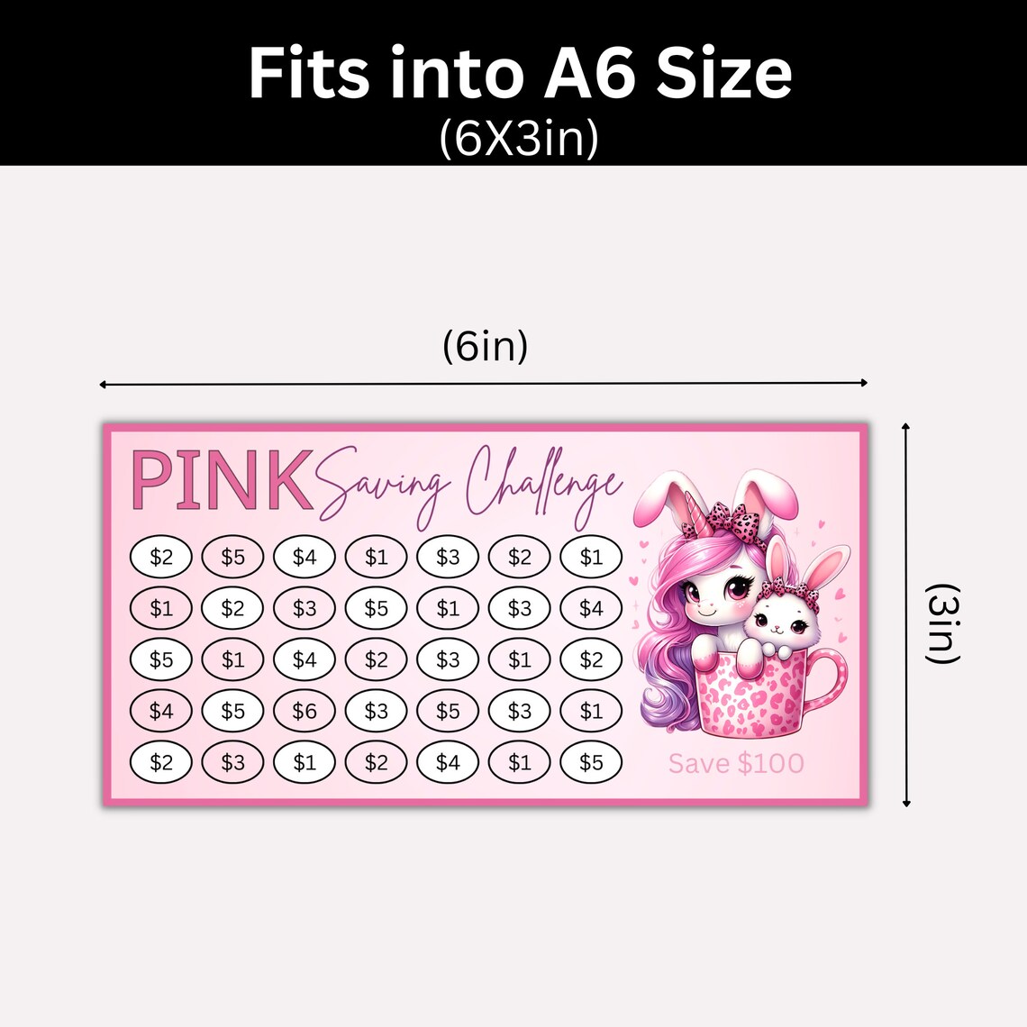 Pink Savings Challenge Printable, Pink Planner, Mini A6 Pink Animal ...