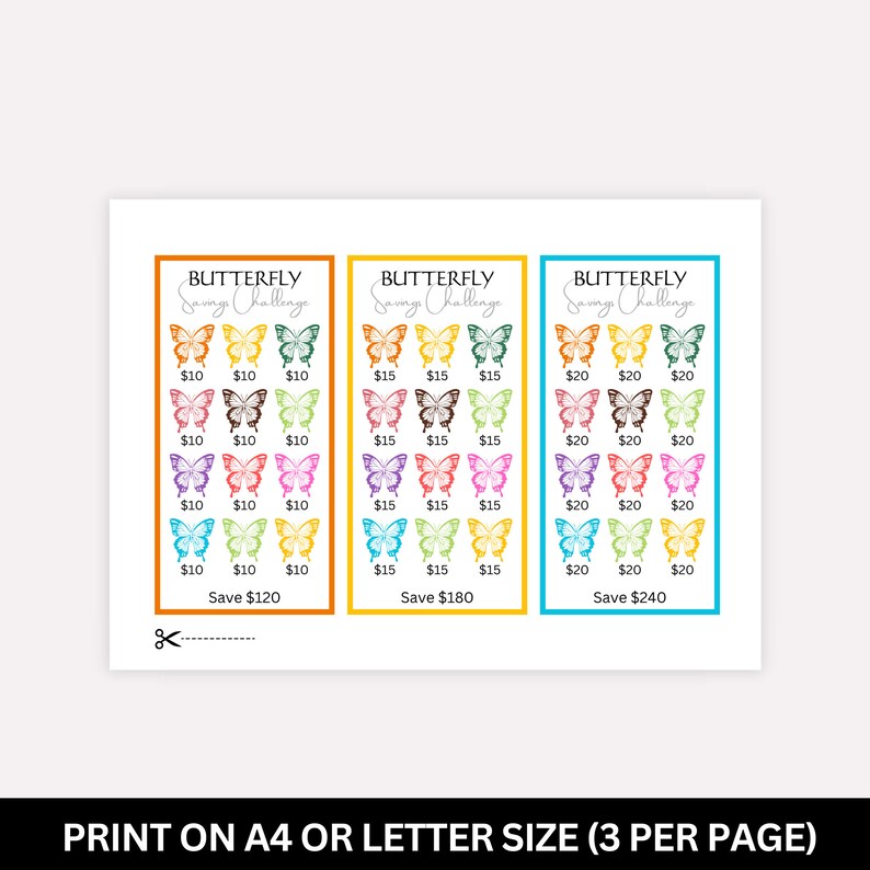 Butterfly Savings Challenge Printable, A6 Mini Butterfly Saving ...