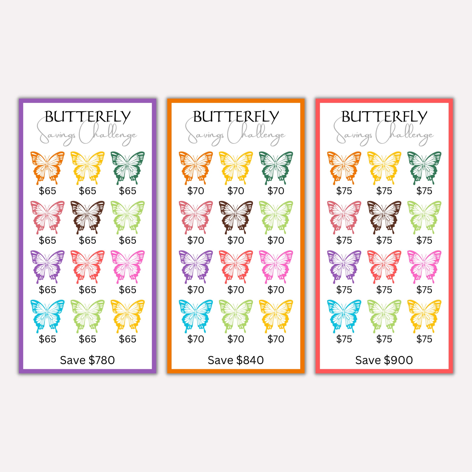 Butterfly Savings Challenge Printable, A6 Mini Butterfly Saving ...
