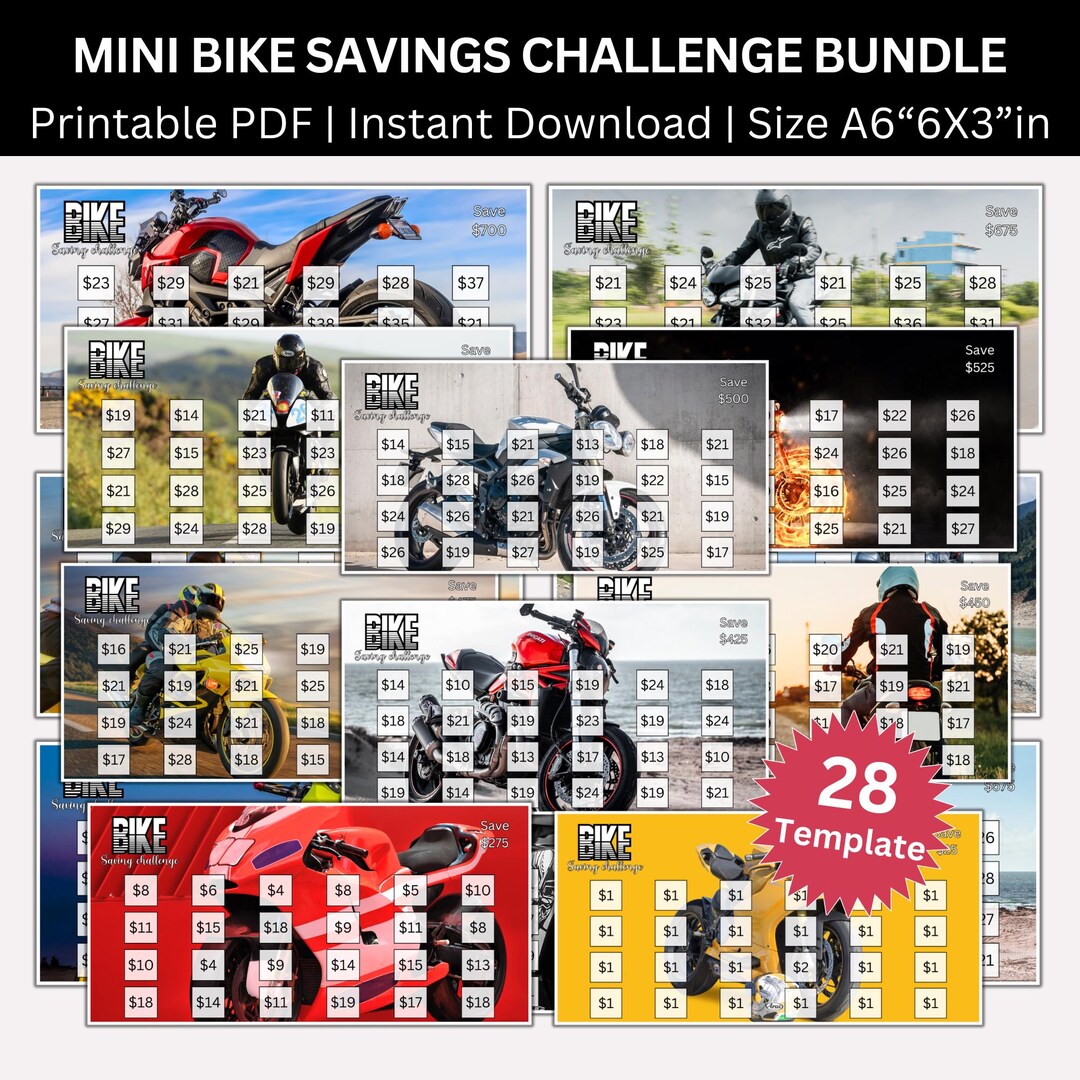 Bike Savings Challenge Printable Bundle, Low Income Bike Saving ...