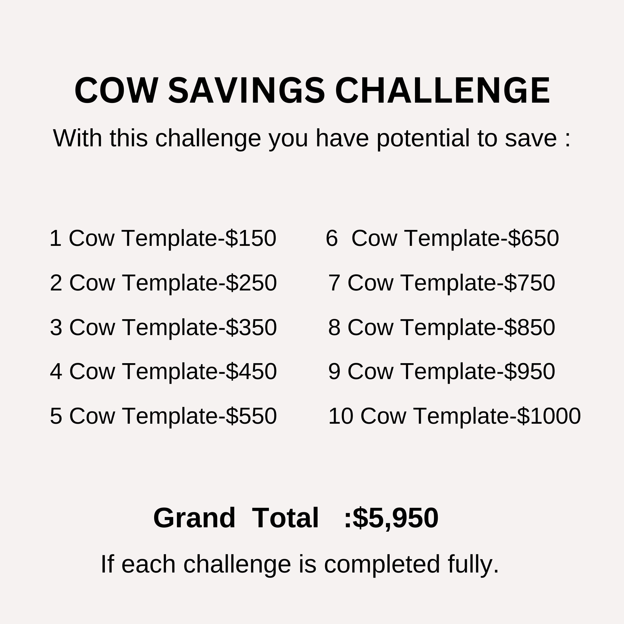Cow Savings Challenge, Money Saving Challenge, Savings Tracker ...