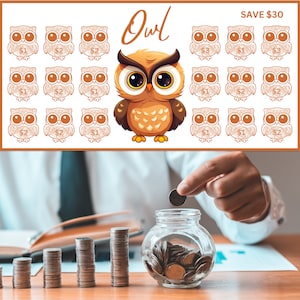 Owl Savings Challenge Printable, A6 Mini Owl Saving Challenge, Money ...