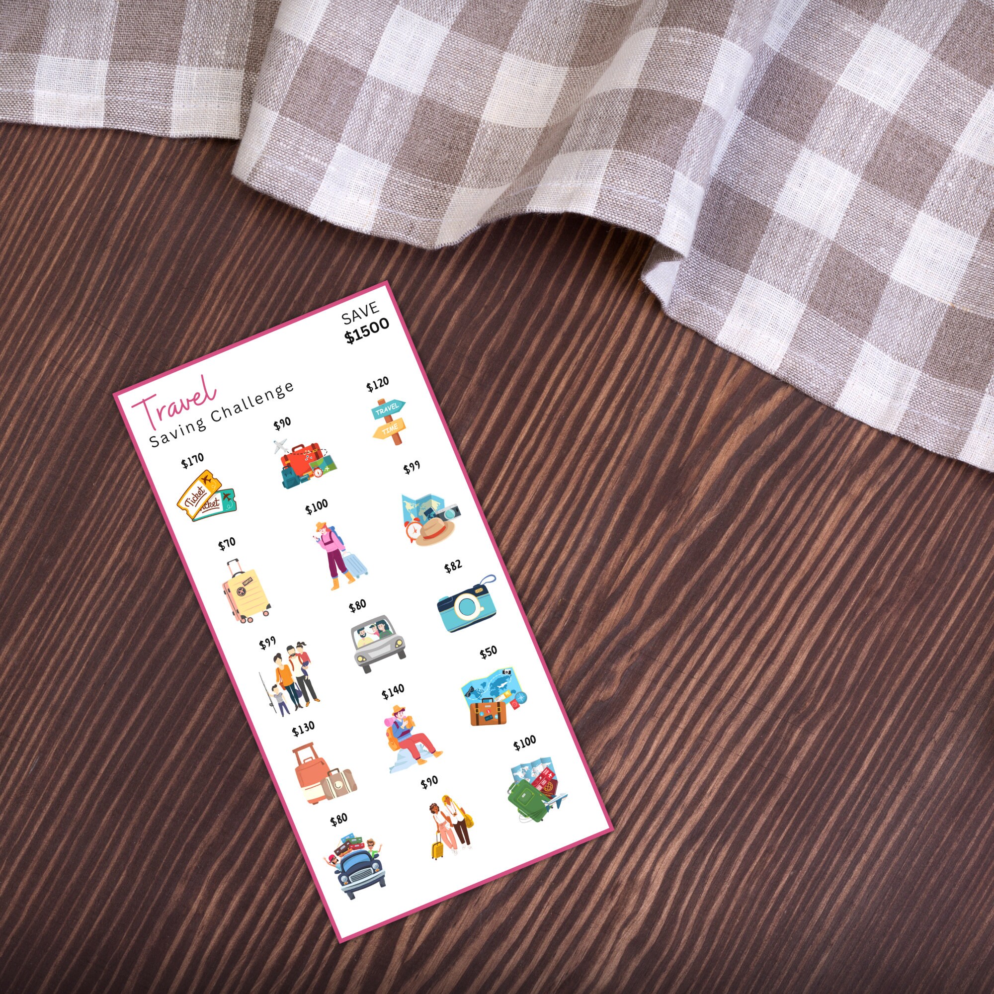 Travel Savings Challenge Printable, Vacation Savings Challenge, Money ...