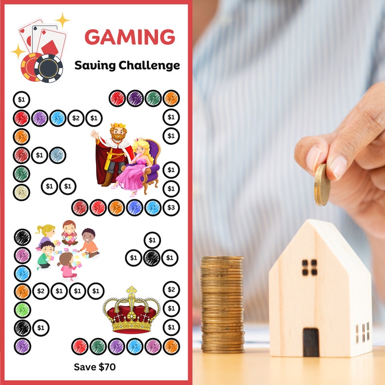 Kids Gaming Savings Challenge Printable Tracker, A6 Kids Mini Saving ...