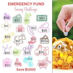 Emergency Fund Savings Challenge Printable, Emergency Saving Challenges ...
