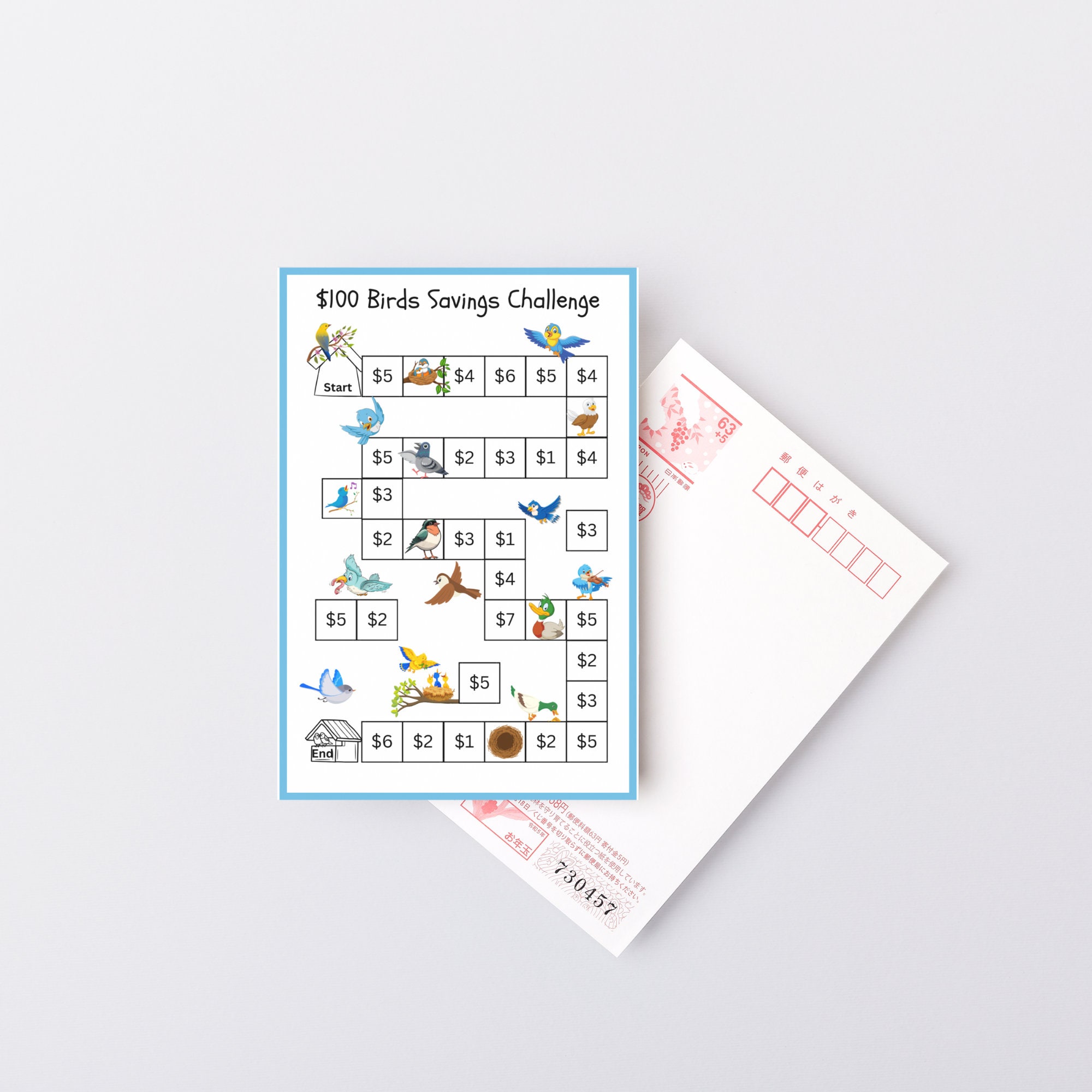 Birds Savings Challenge Printable Bundle, Mini A6 Low Income Bird ...