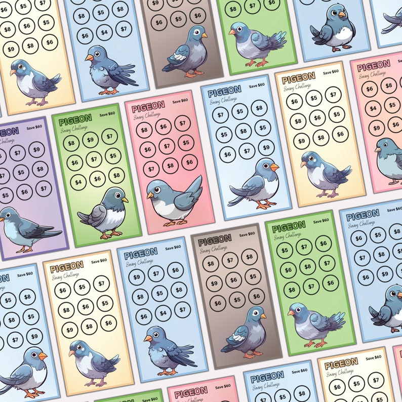 Pigeon Savings Challenge Printable, Mini A6 Pigeon Saving Challenge, A6 ...