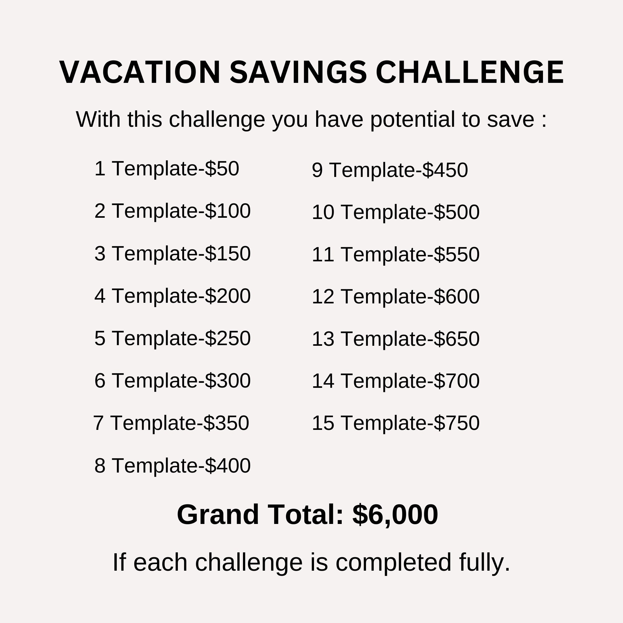 Vacation Savings Challenge Printable, Travel Saving Challenge, Family ...