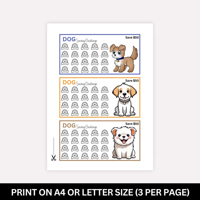 Puppy Themed Savings Challenge Printable, Mini A6 Dog Saving Challenges ...