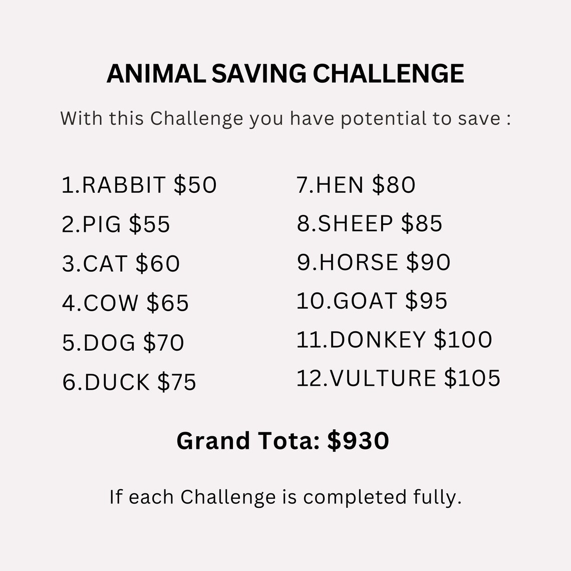 Animal Savings Challenge Printable, A6 Mini Animal Saving Challenge ...