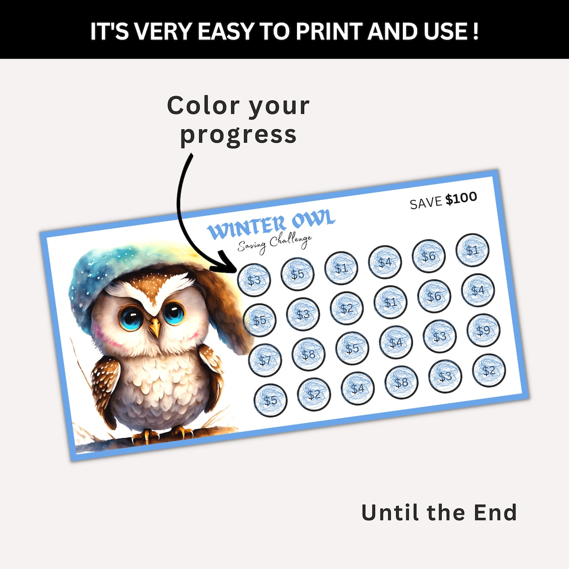 Owl Savings Challenge Printable, A6 Mini Owl Saving Challenge, Money ...