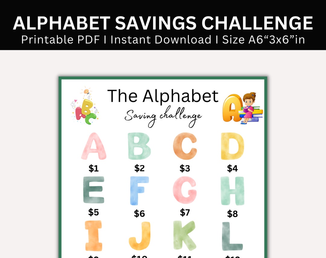 Alphabet Saving Challenge for Kids A6 Mini Money Savings - Etsy