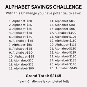 Alphabet Low Income Savings Challenge Printable Bundle, A6 Mini ...