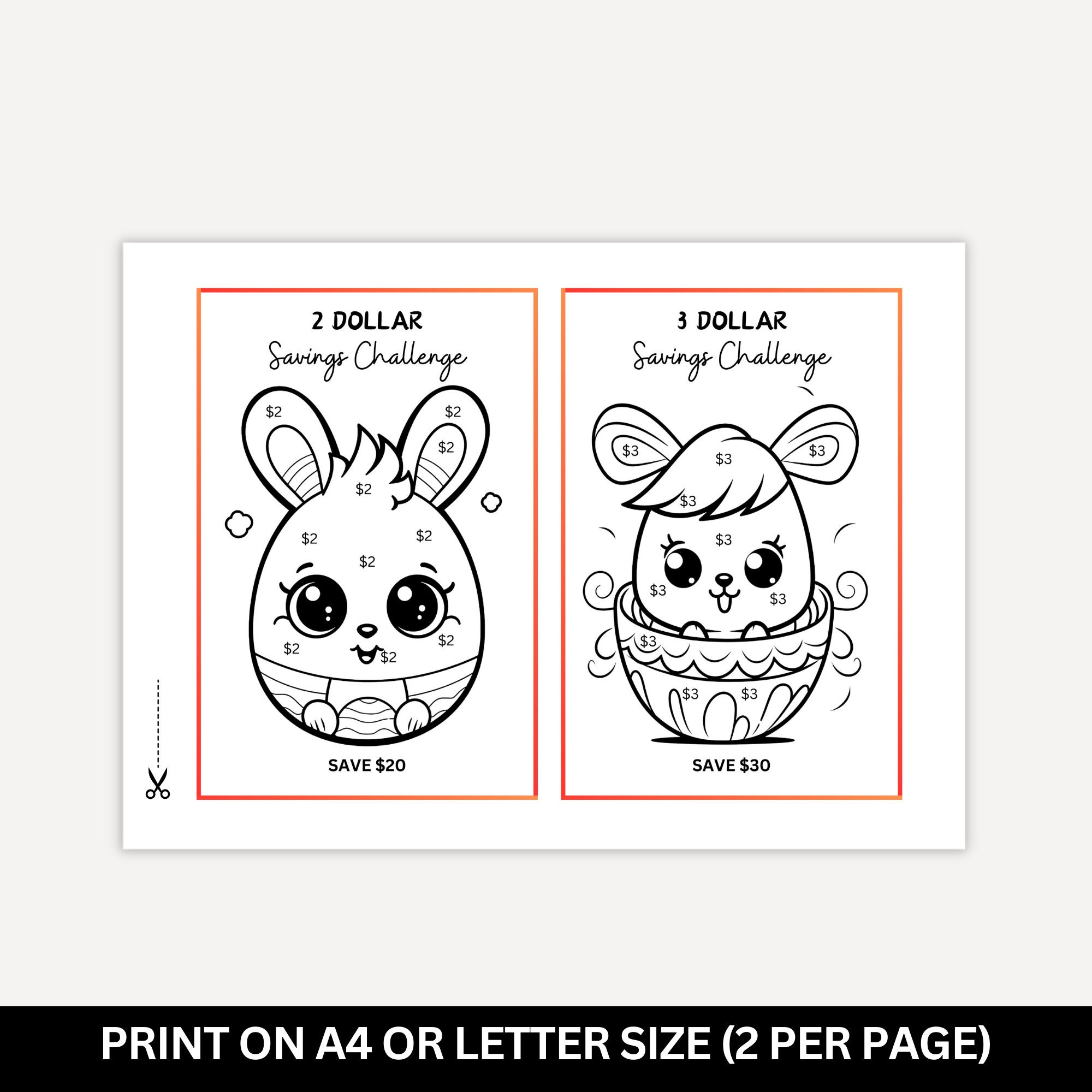 Coloring Savings Challenge Printable Bundle, Mini A6 Low Income Saving ...