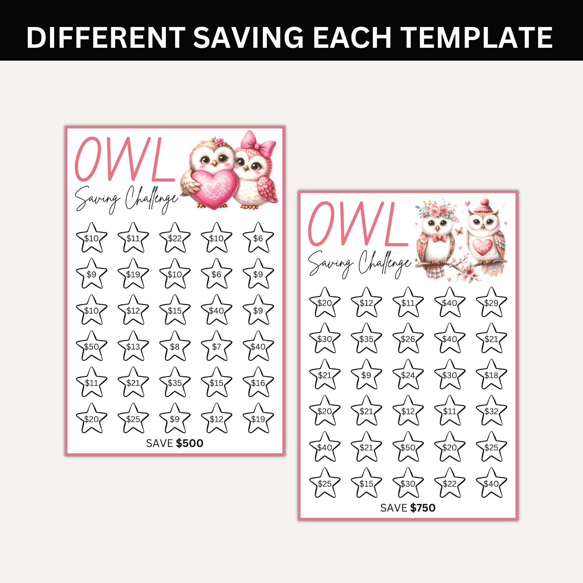 A6 Mini Owl Savings Challenge, Owl Savings Challenges Printable, Money ...