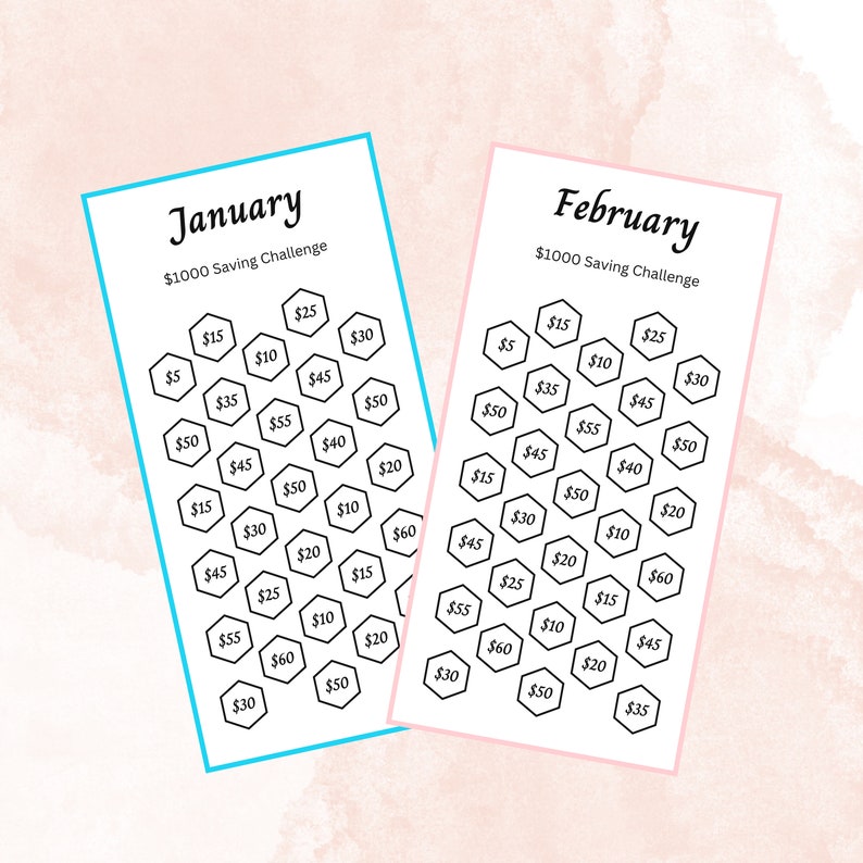 Monthly Savings Challenges Printable, Saving Challenge Bundle, A6 Mini ...