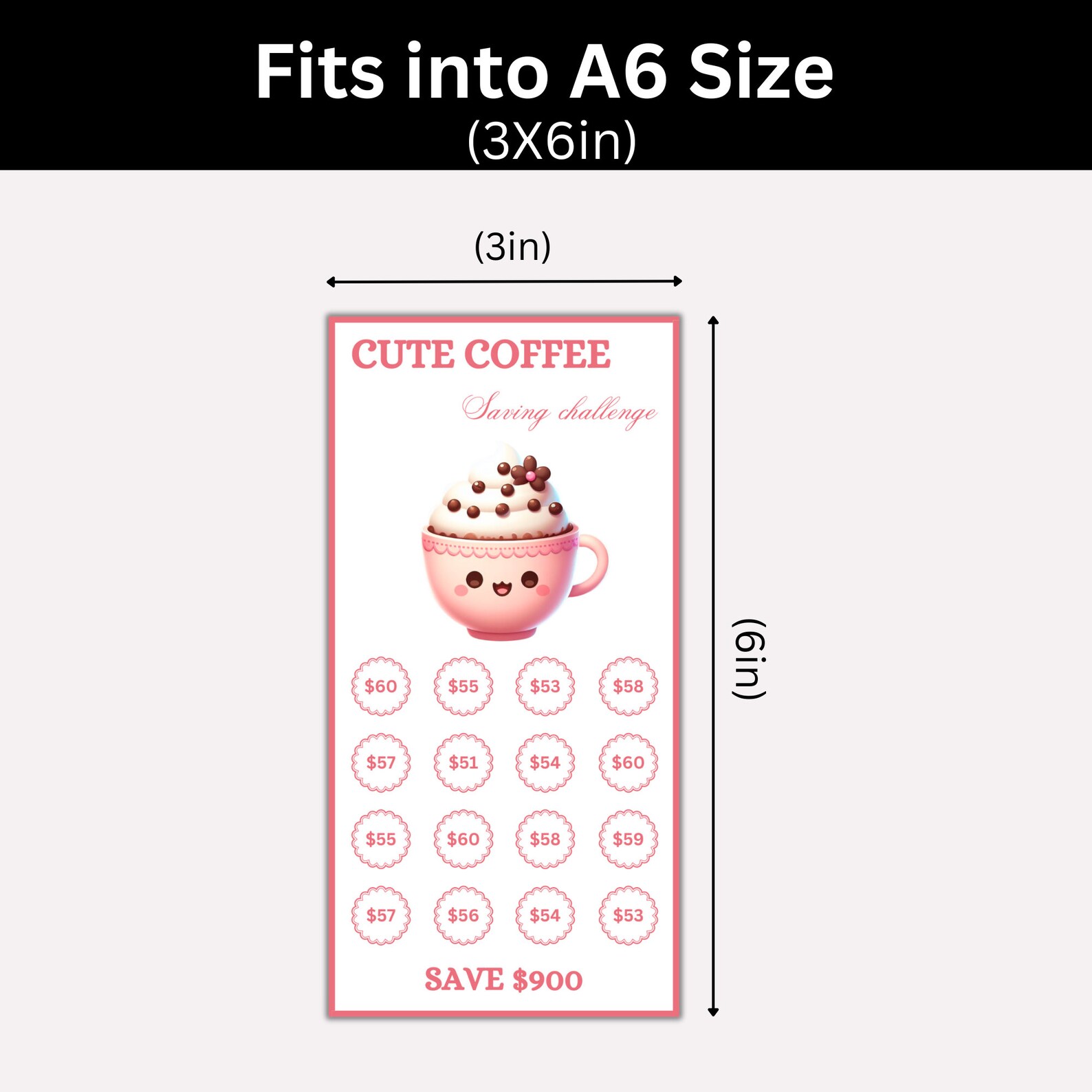 A6 Cute Coffee Savings Challenge Printable Bundle, Mini Coffee Saving ...