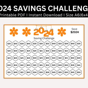 Buy 2024 Savings Challenge Printable A6 6x4, Save 2024 in 2024, 2024 ...