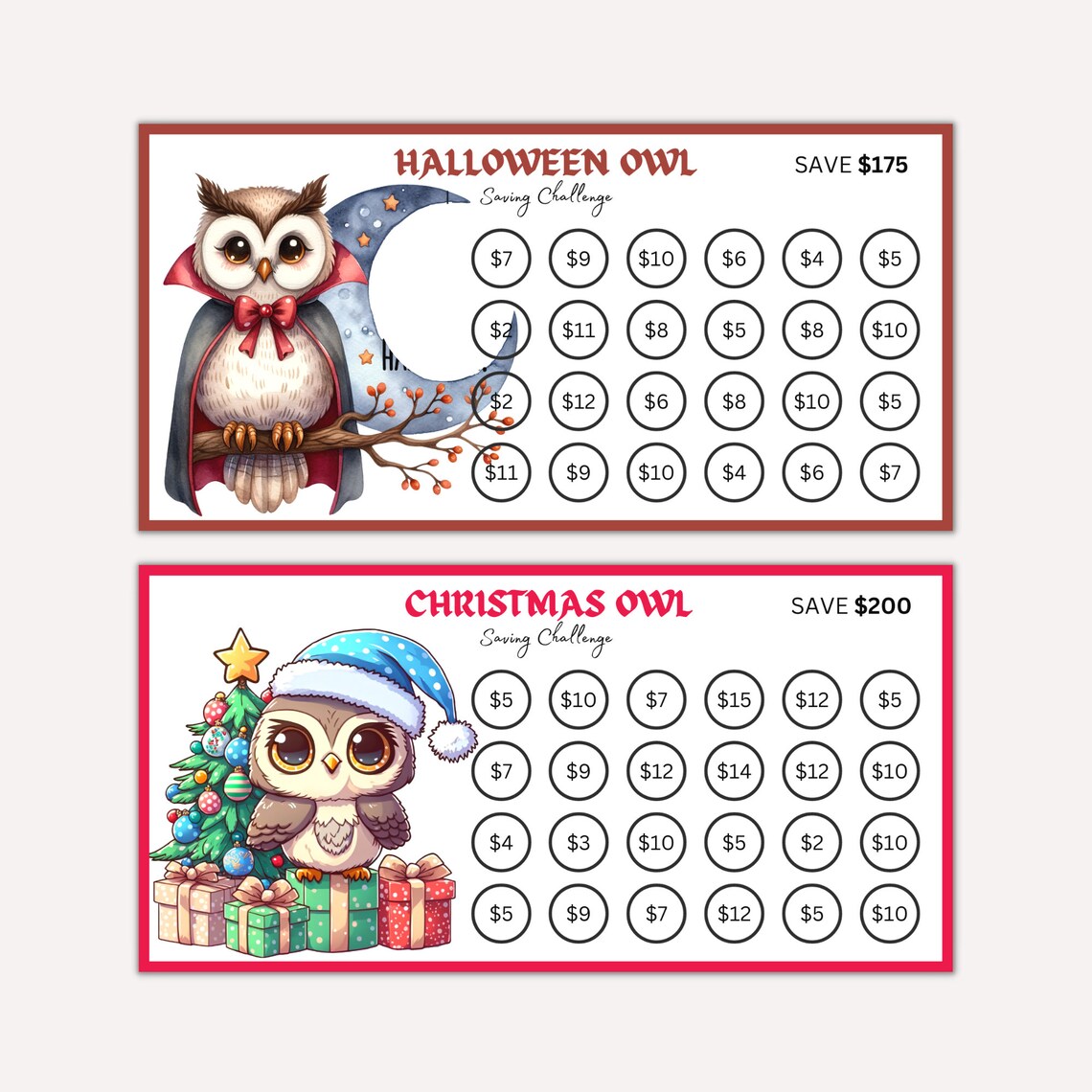 Owl Savings Challenge Printable, A6 Mini Owl Saving Challenge, Money ...